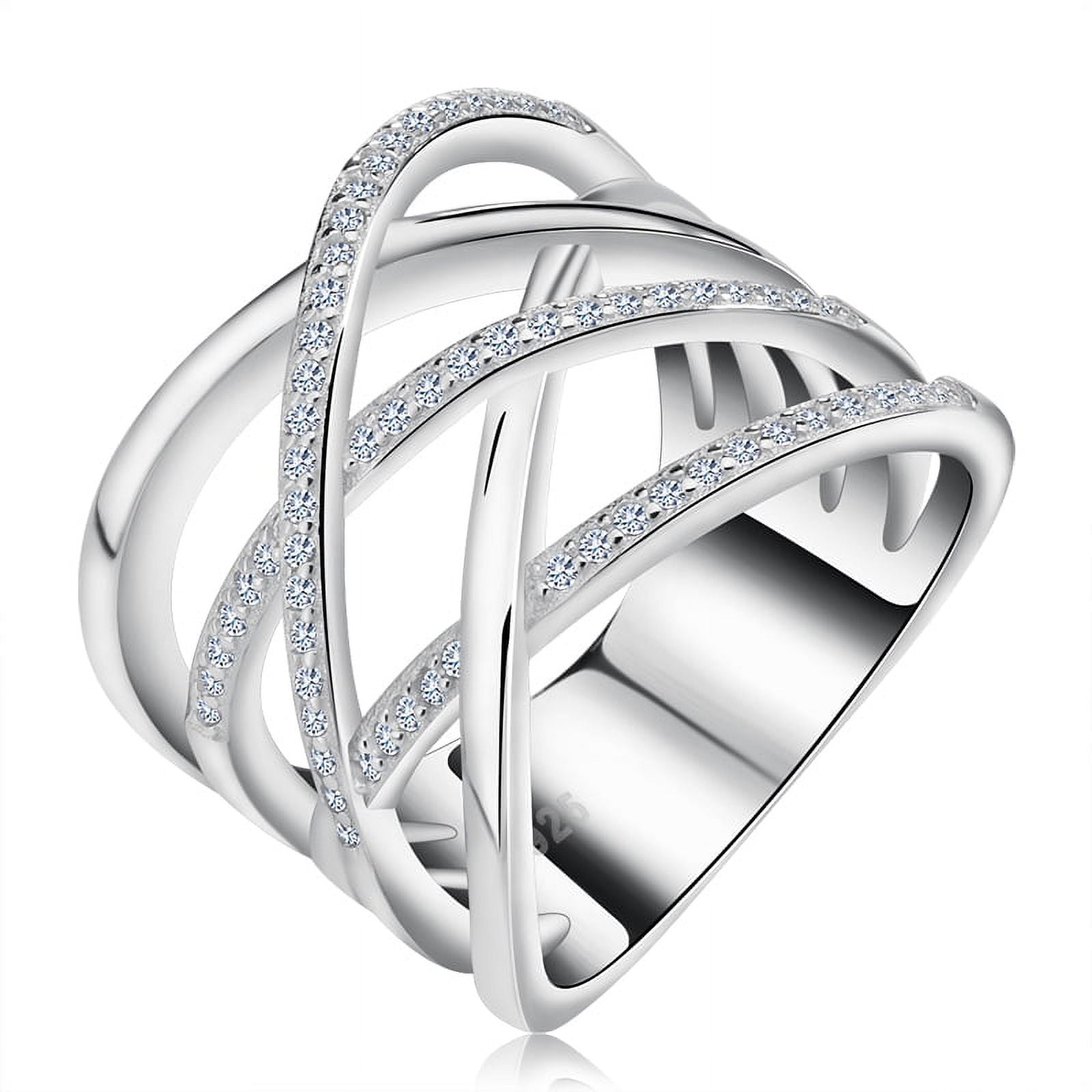 Infinity Ring for Women Crisscross Micro Pave Cz White Gold Plated ...