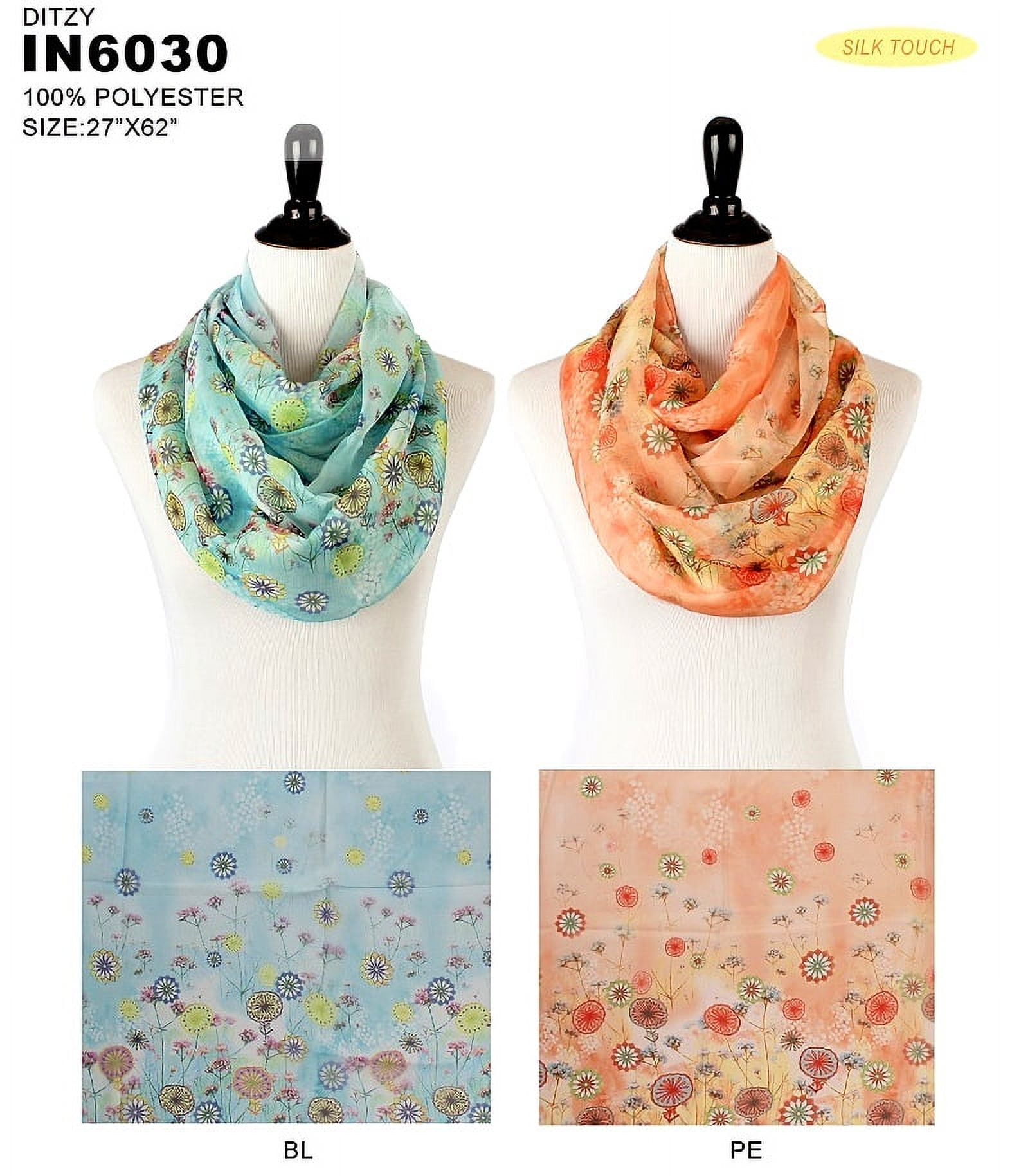 Infinity Scarf - Silk Touch - Daisy Print, Blue Color – SF-IN6030BL ...