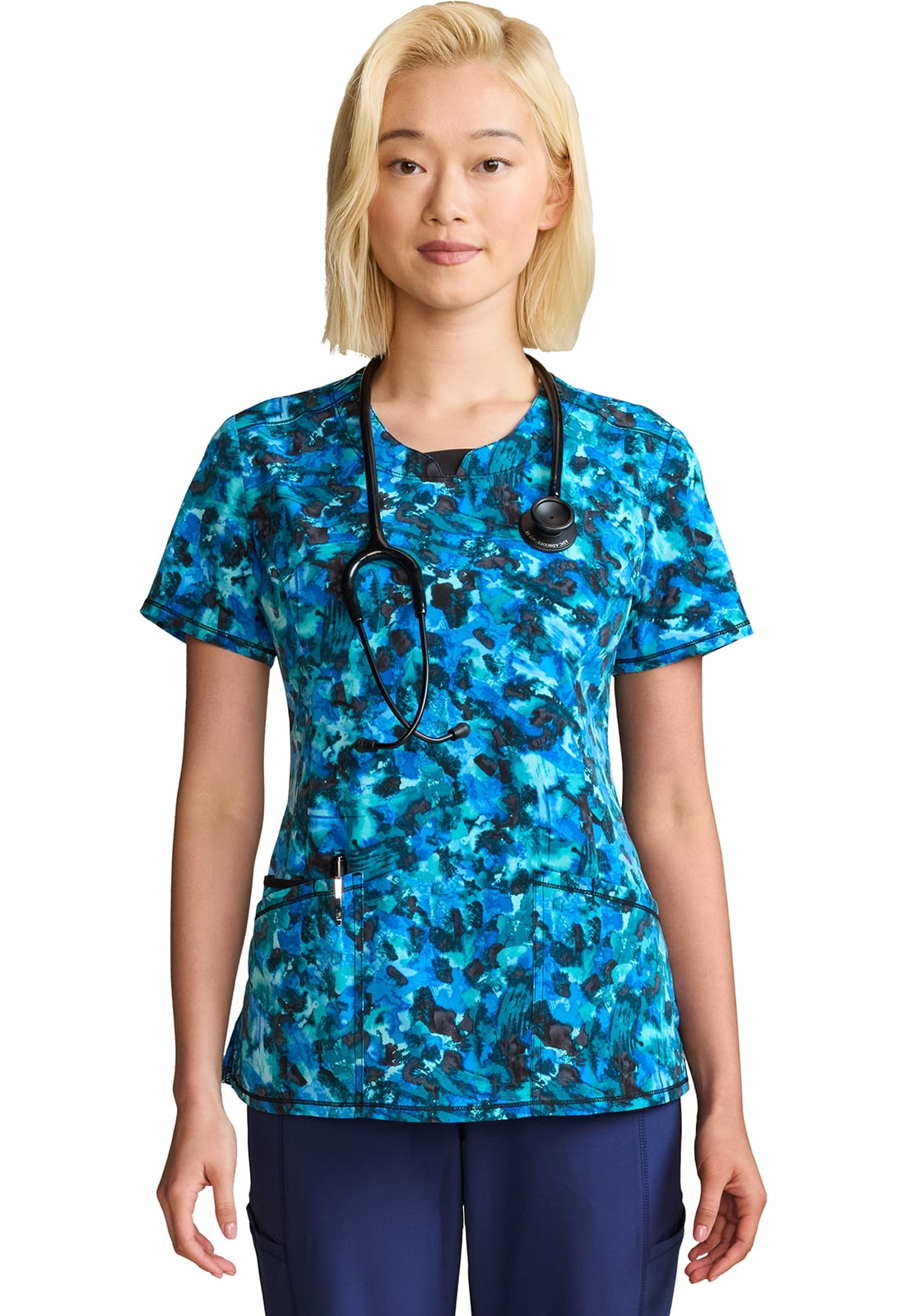 Infinity Scrubs Top For Women Round Print Neck CK609 - Walmart.com
