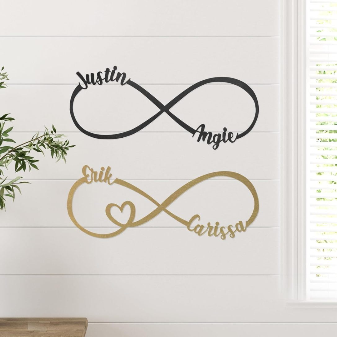 Infinity Sign Personalized with Names - Infinity Heart Wall Decor Metal ...