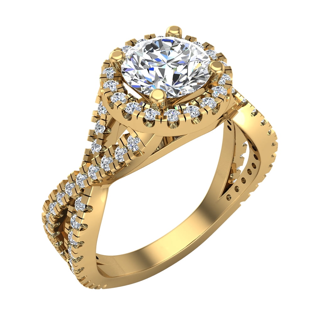 Infinity Style Shank Halo Diamond Engagement Ring 1.55 Carat Total ...