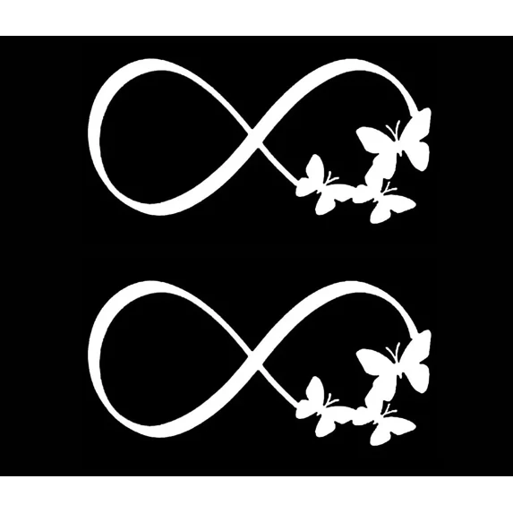Infinity Symbol Butterflies Two 6" White Vinyl Decals Car Windows ...