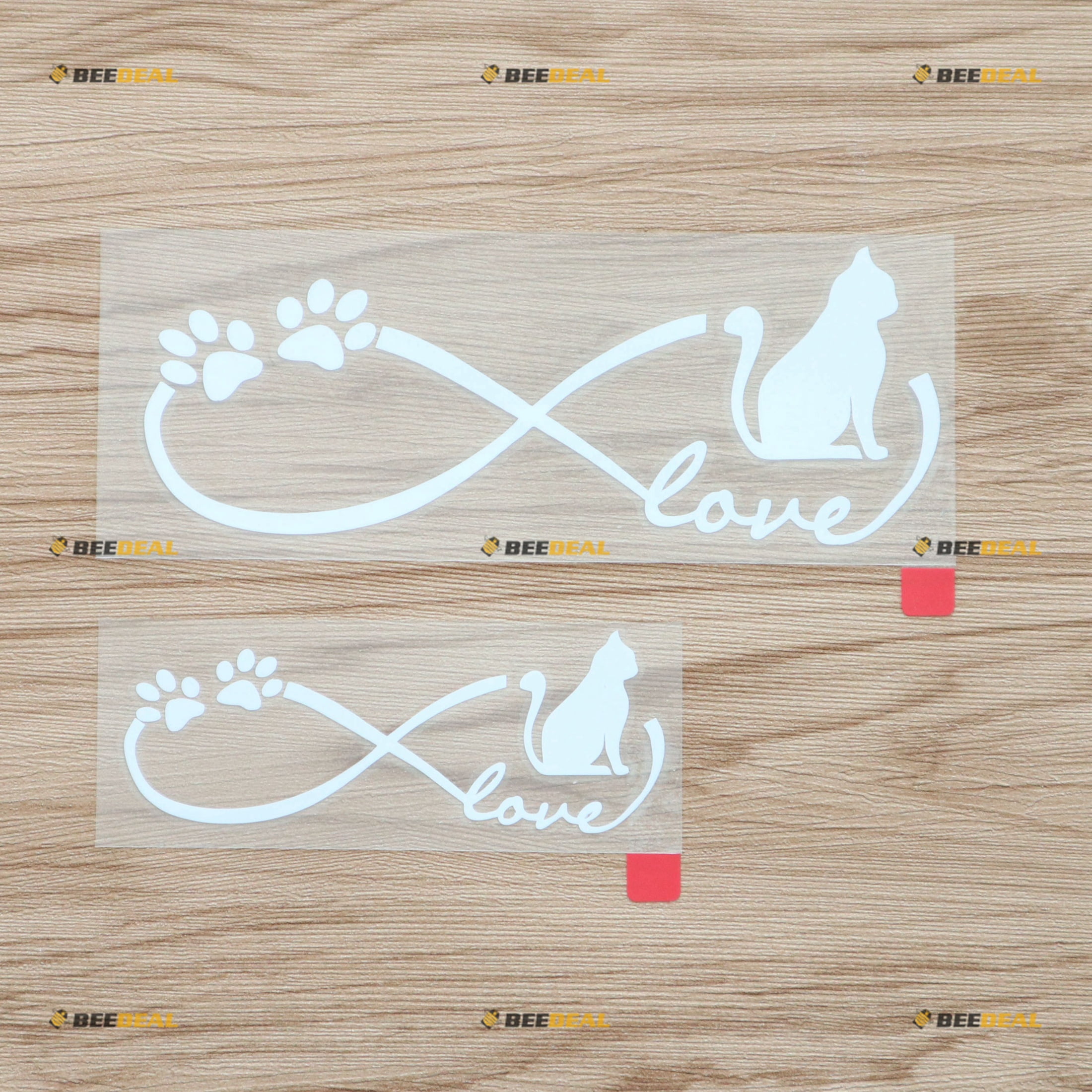 Infinity Symbol Cat Paw Print Love Decal Vinyl Sticker - 2 Pack White ...