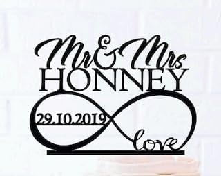 Infinity Symbol With Love, Mr and Mrs Cake Topper, Personalized With ...