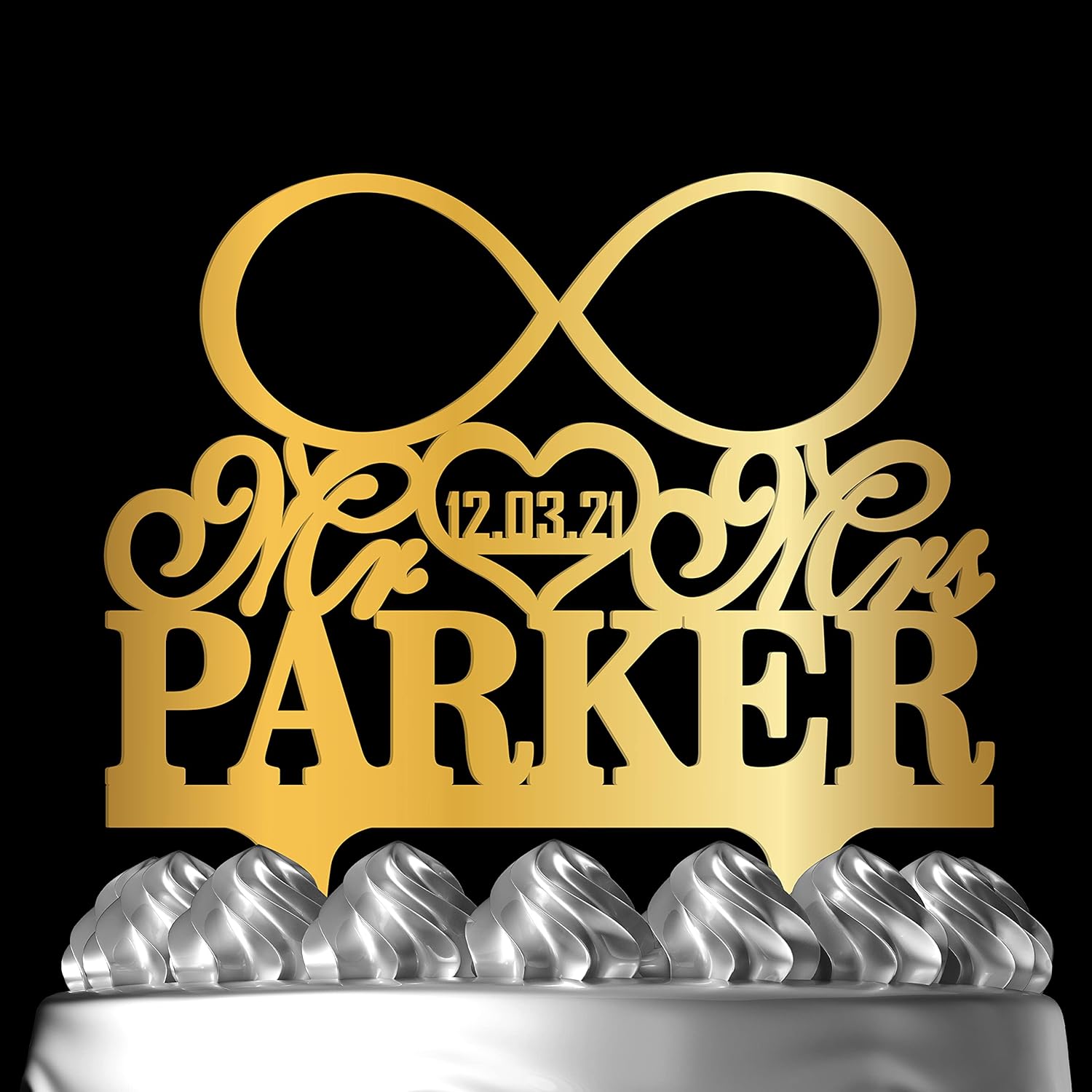 Infinity Symbol Mr & Mrs Wedding Cake Topper Customized Last Name To Be ...