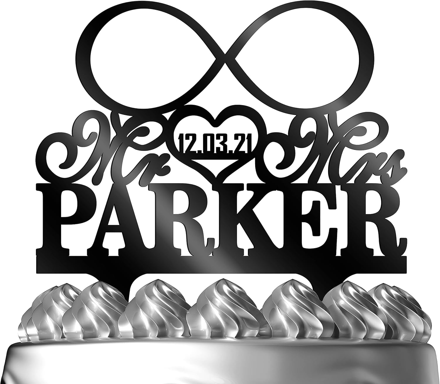 Infinity Symbol Mr & Mrs Wedding Cake Topper Customized Last Name To Be ...