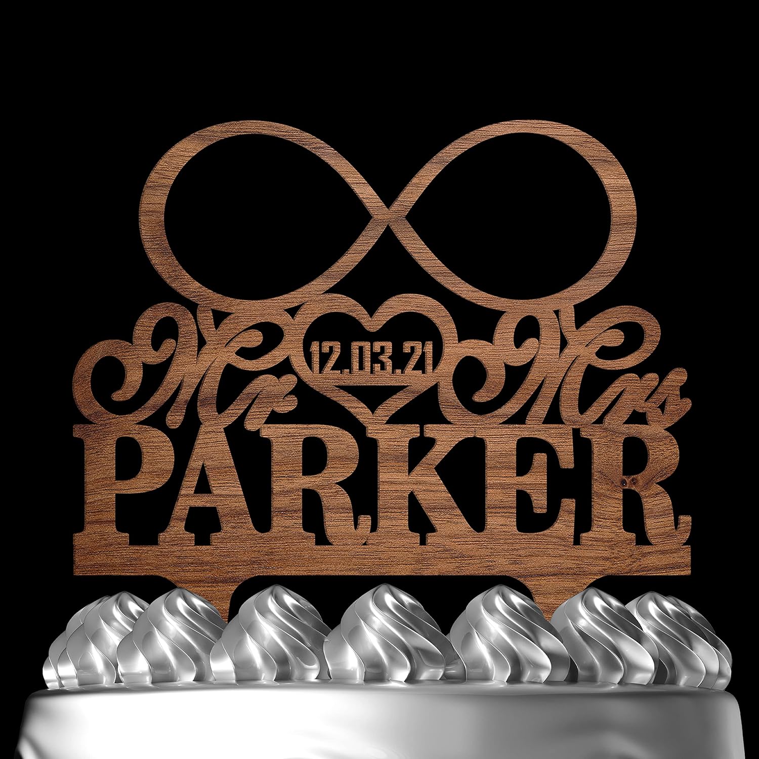 Infinity Symbol Mr & Mrs Wedding Cake Topper Customized Last Name To Be ...