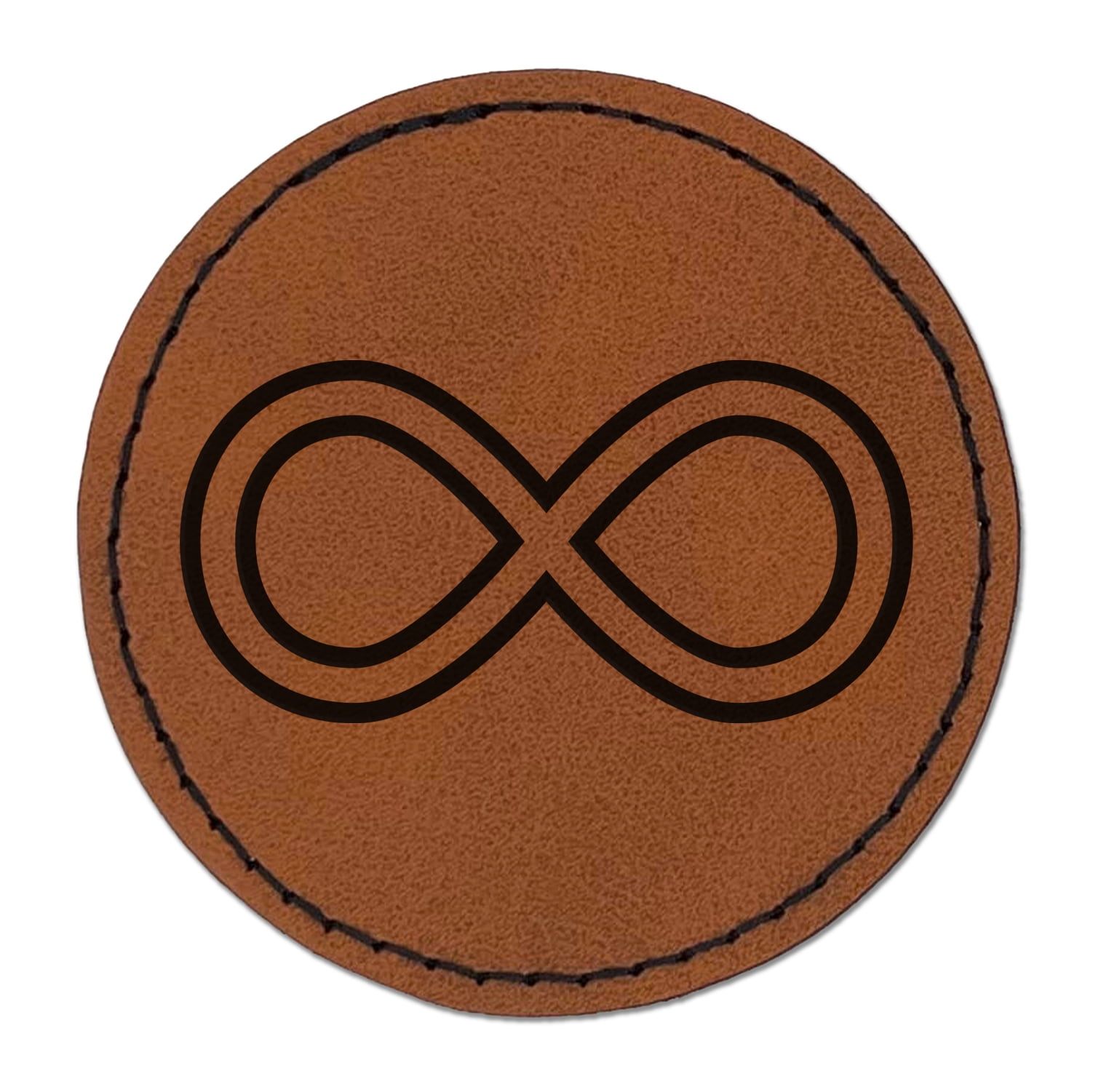 Infinity Symbol Outline 2.5" Faux Leather Round Engraved Iron-On Patch ...