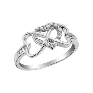 1/2 Carat (Ctw) Morganite Heart Promise Ring with Diamonds in Rose ...