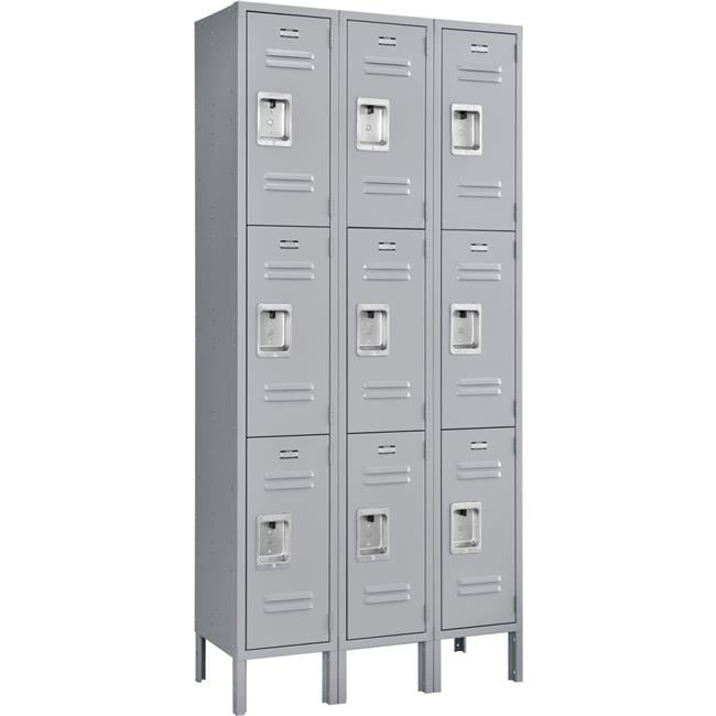 Infinity Triple Tier 9 Door Assembled Locker, Gray - 12 x 15 x 24 in ...