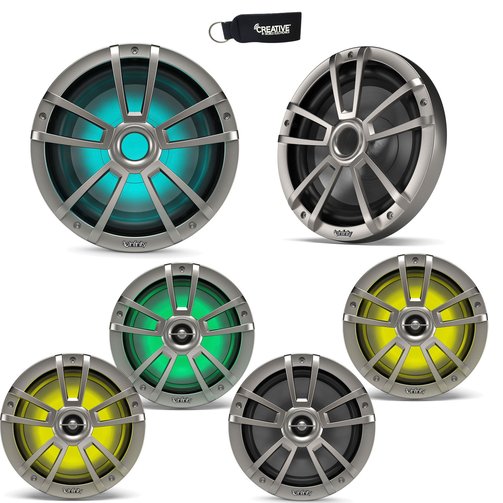 Infinity - Two Pairs Of 822MLT Marine 8 Inch LED Speakers & Two 1022MLT ...