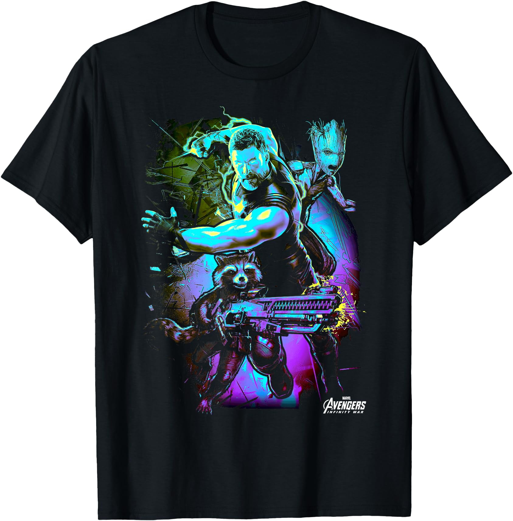 Infinity War Thor Rocket Groot The Power Trio T-Shirt,Light Pink Color ...