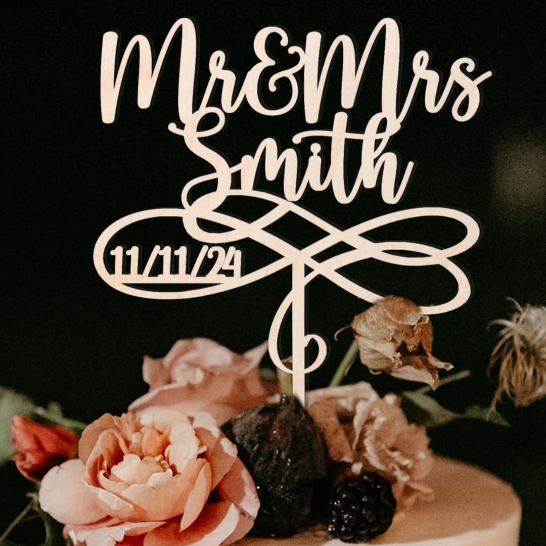 Infinity Wedding Cake Toppers Bride and Groom, Anniversary Mr and Mrs ...