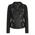 Infinity Women's Black Blue Leather Racing Biker Jacket - Walmart.com