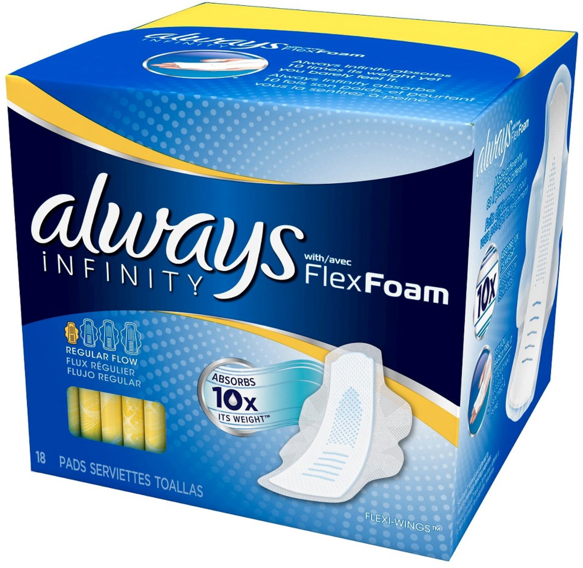 Infinity with Flex Foam Flexi-Wings, Regular Flow 18 ea - Walmart.com