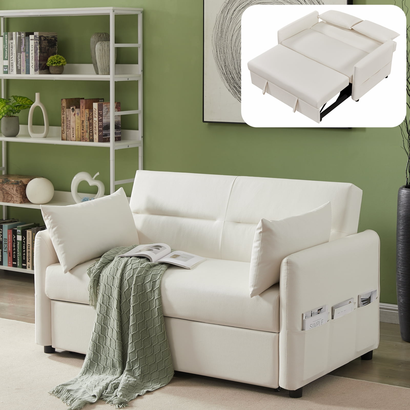 Infirleo Convertible Sofa Bed, Modern 3 In 1 Pull Out Sleeper Sofa with ...