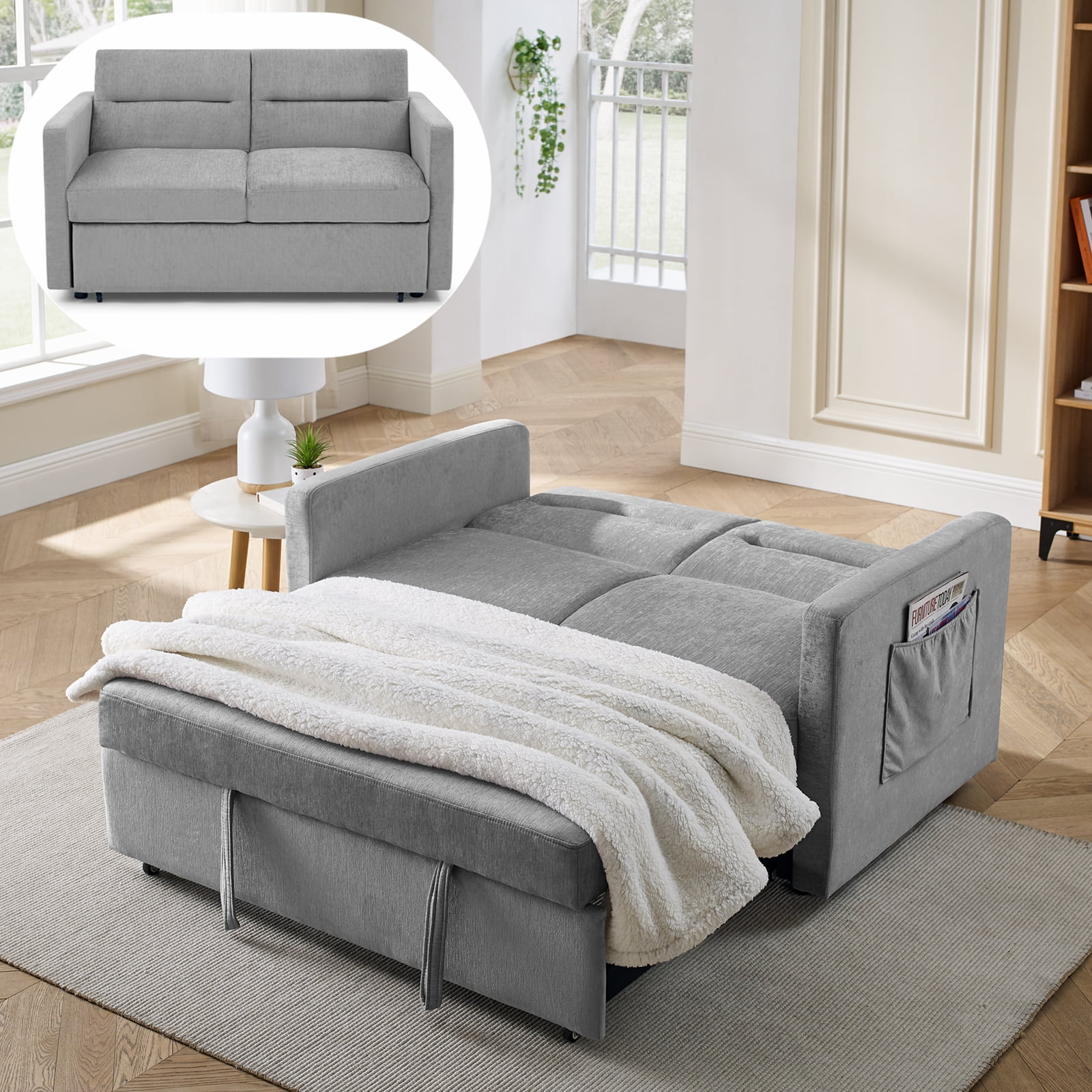 Infirleo Pull Out Sofa Sleeper, Modern 3 in 1 Convertible Sleeper Sofa ...