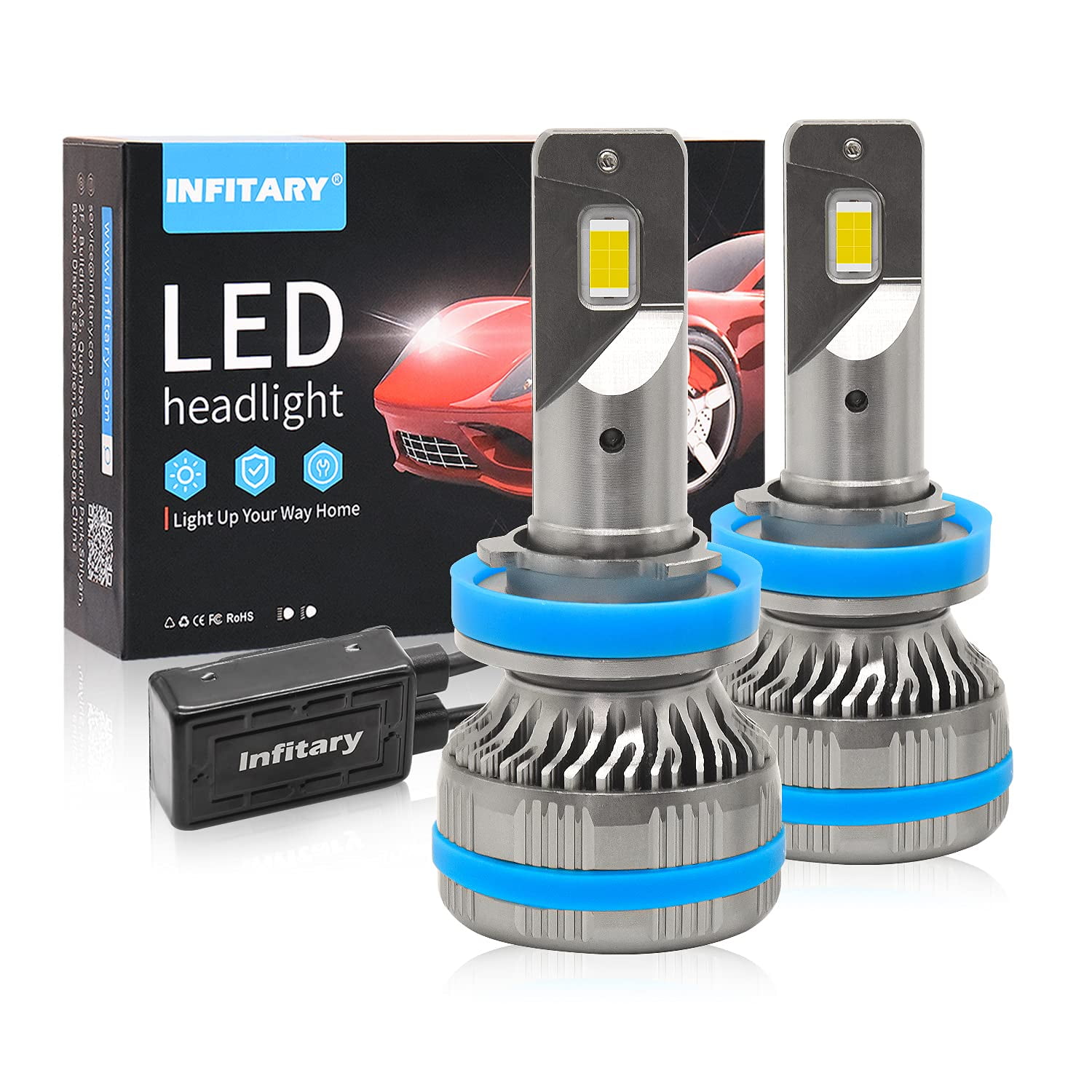 Infitary H11 LED Headlight Bulbs 110W 24V Super Bright Car Truck Lamp ...