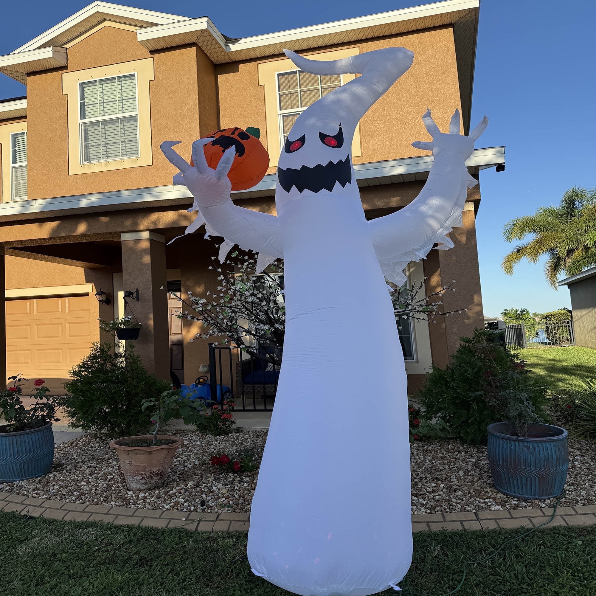 Wick's Outdoor Living Inflatable 12 Ft Ghost Lights Up Halloween ...