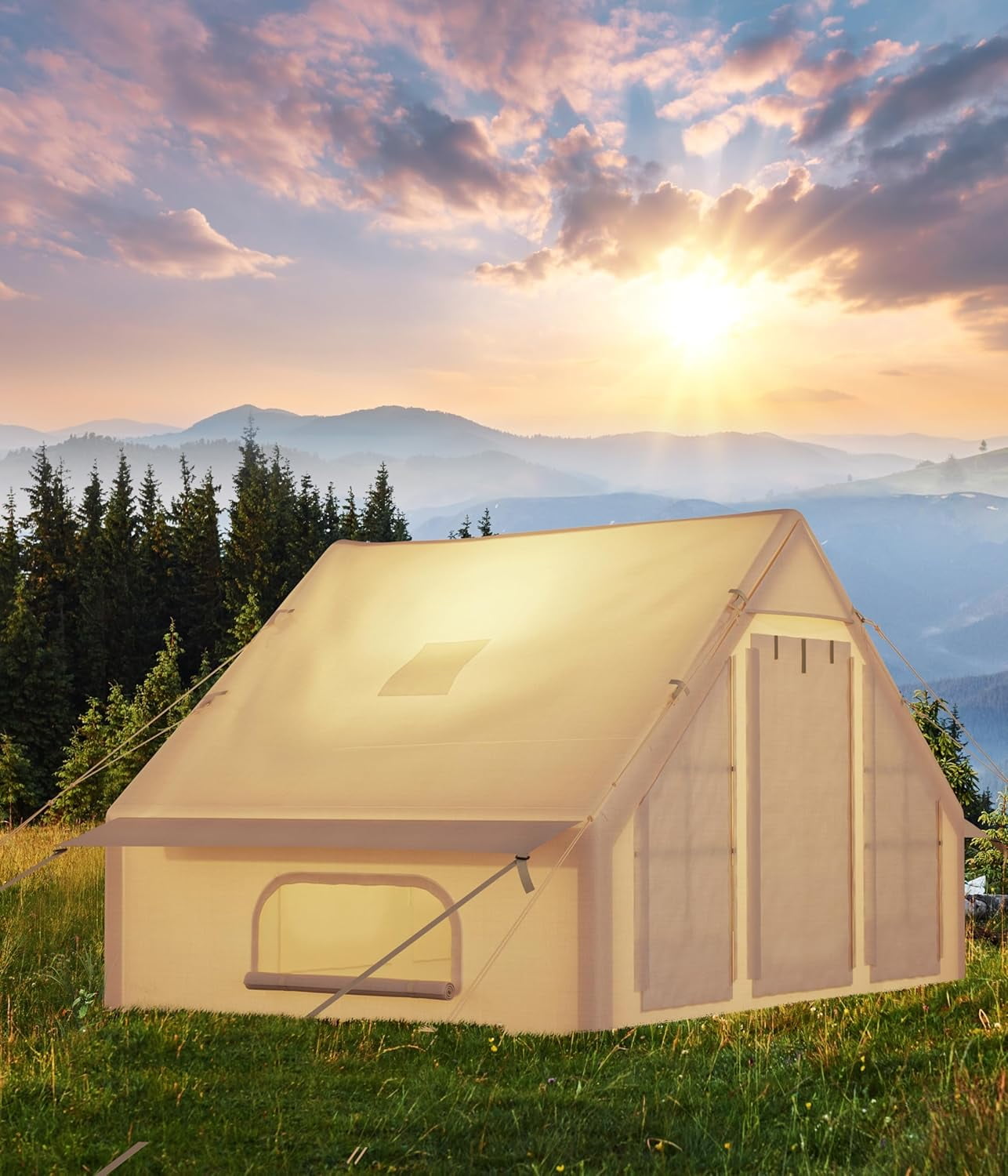 Inflatable 2-4 Person Camping Tent with Air Pump – Luxury Quick-Setup 4 ...