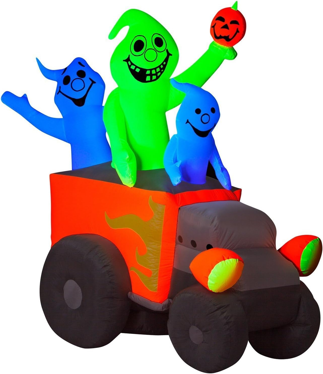 Inflatable 6' Neon Hot Rod Ghosts W/LED Blacklight Spotlight By ...
