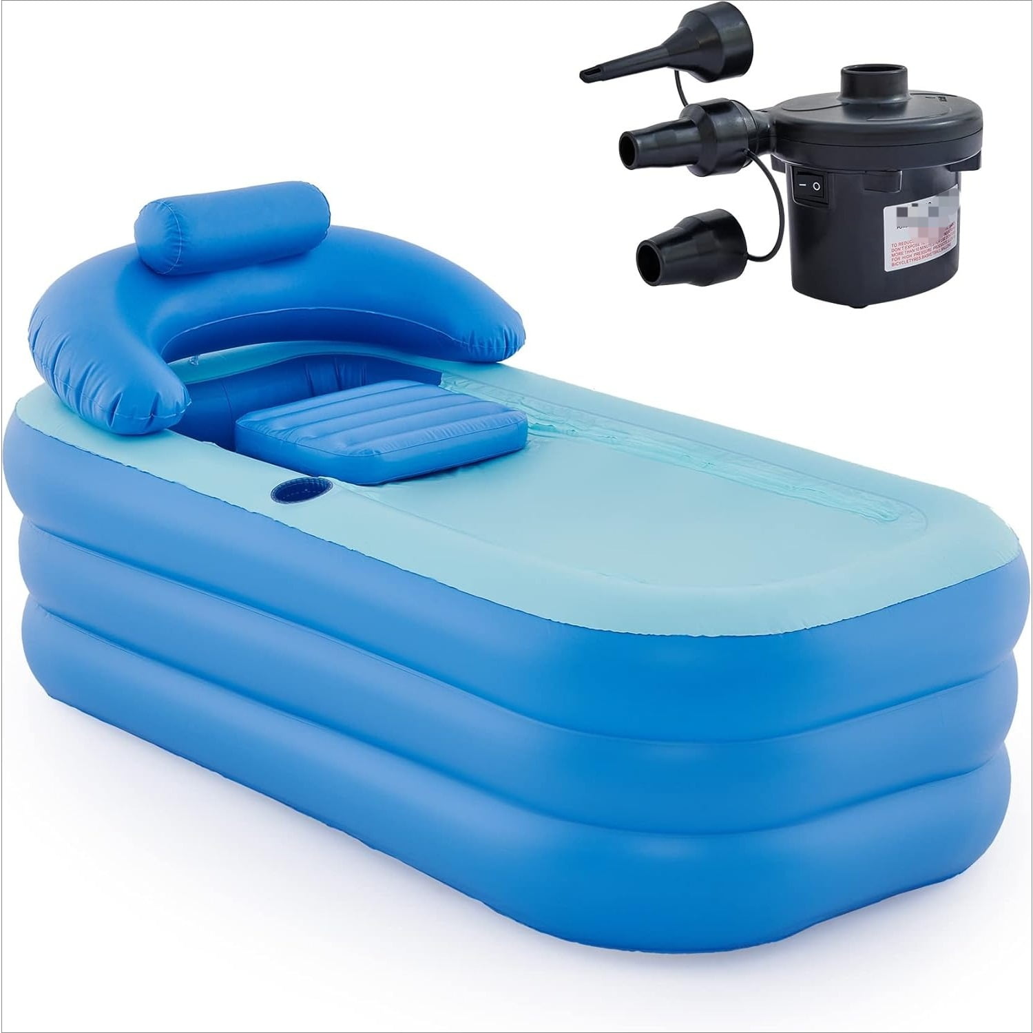 Inflatable Adult Bath Tub, Free-Standing Blow Up Bathtub with Foldable ...