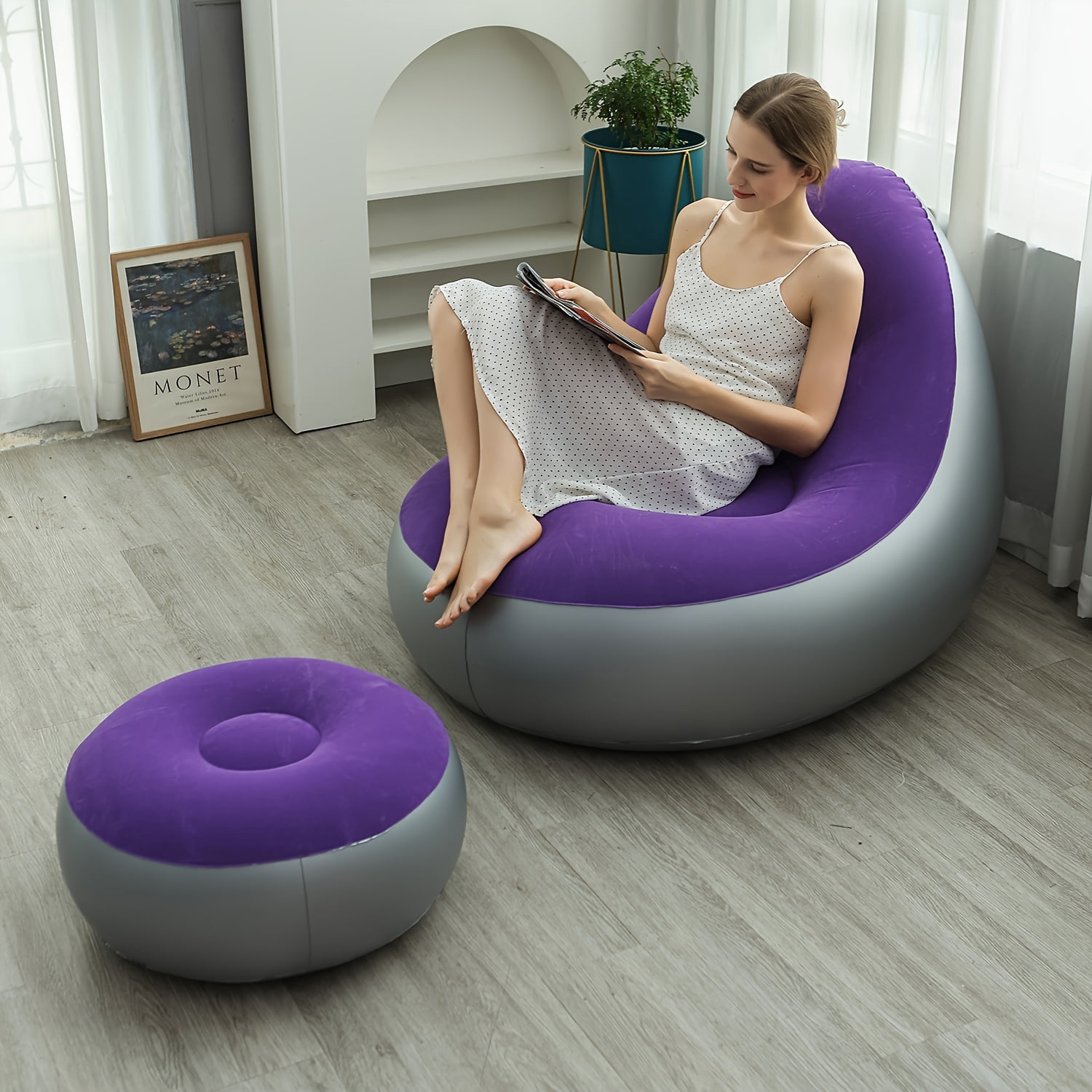 Inflatable Air Sofa | Creative Lazy Sofa With Foot Pedal, Plush Sofa ...