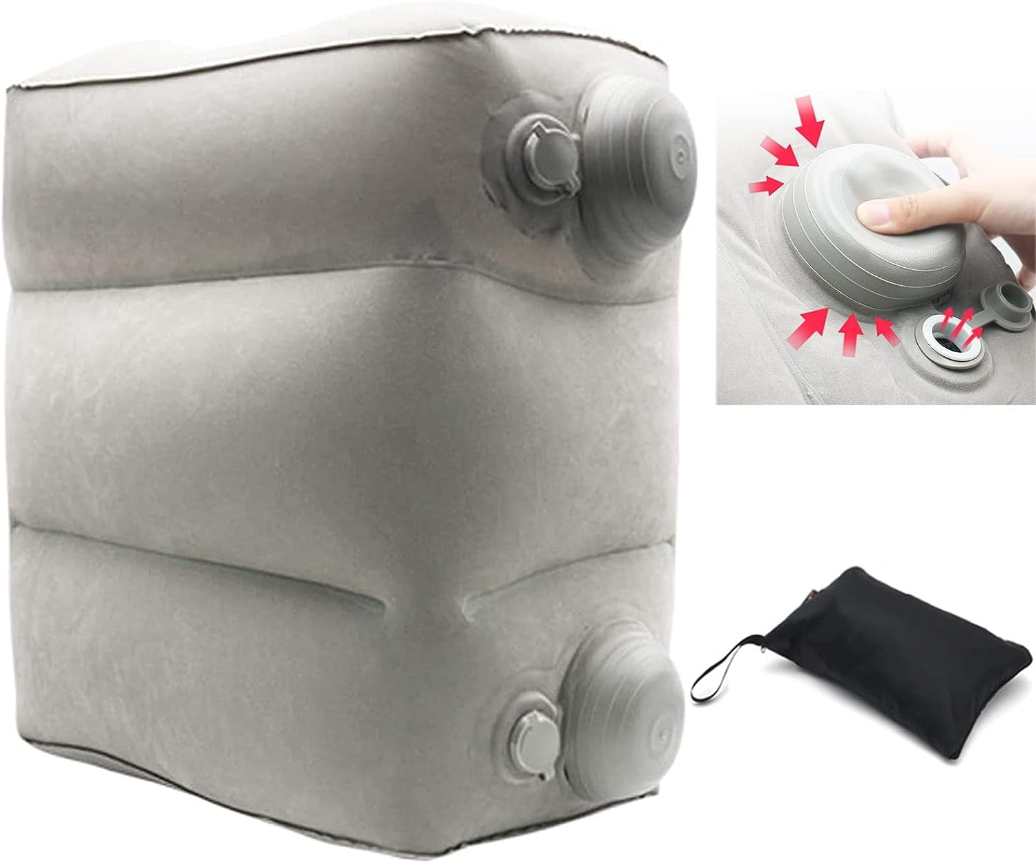 Inflatable Airplane Foot Rest Pillow, Gray Travel Pillows for Airplanes ...