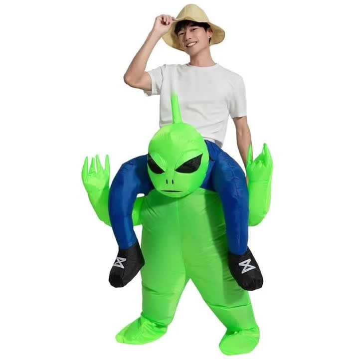 Inflatable Alien Abduction Costume - Funny Green Alien Pick-Me-Up ...