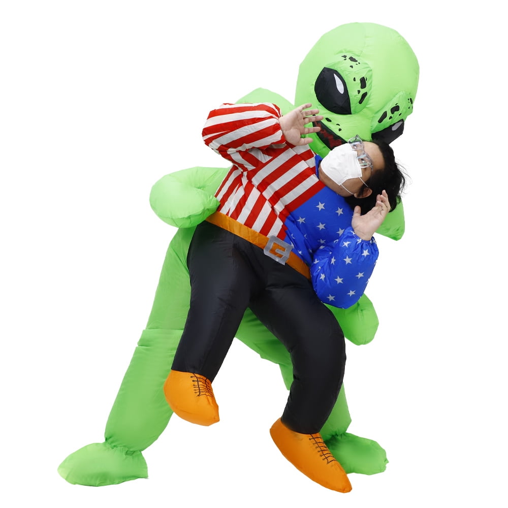 Inflatable Alien Costume Mascot Green Halloween Adult Fancy Dress ...