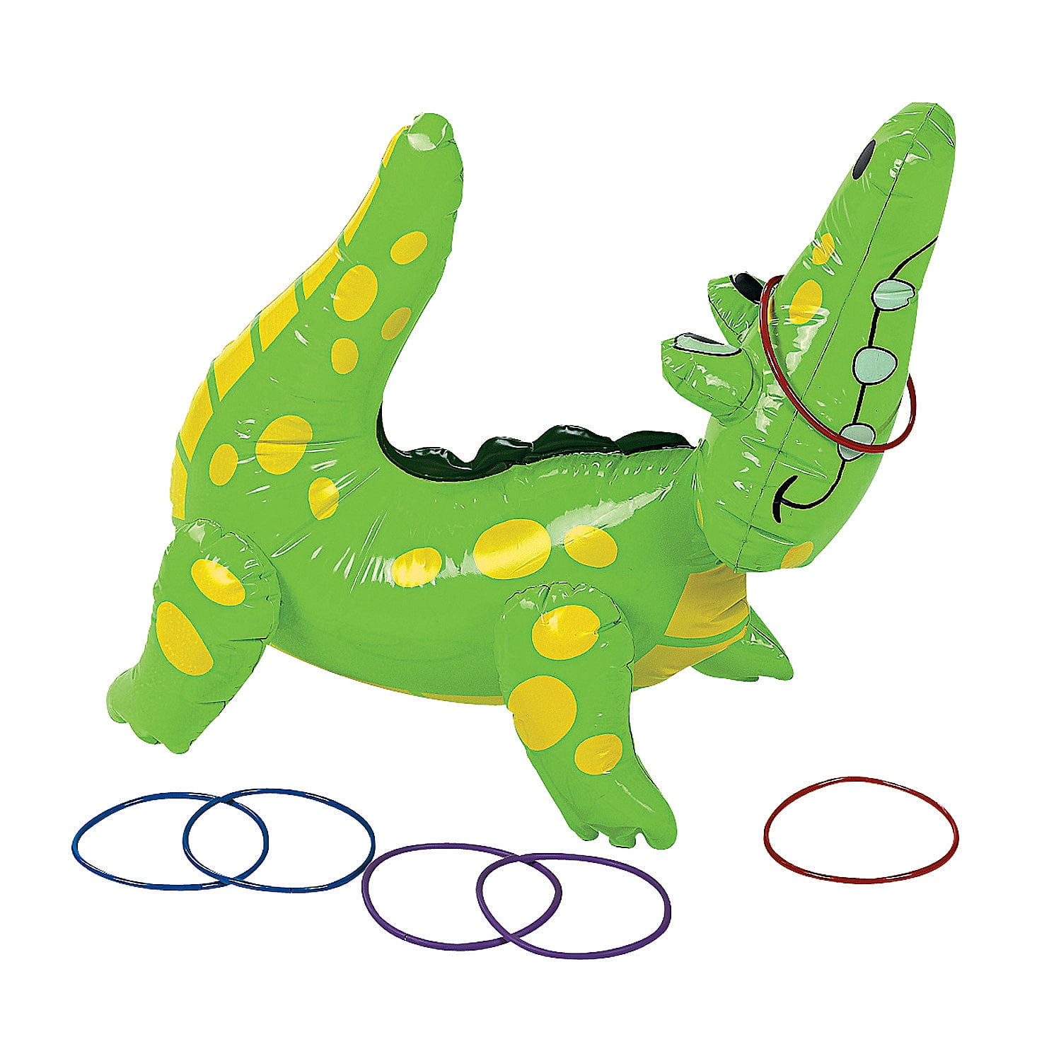 Inflatable Alligator Water Ring Toss Game - Pool Party Toy - 7 Pieces ...