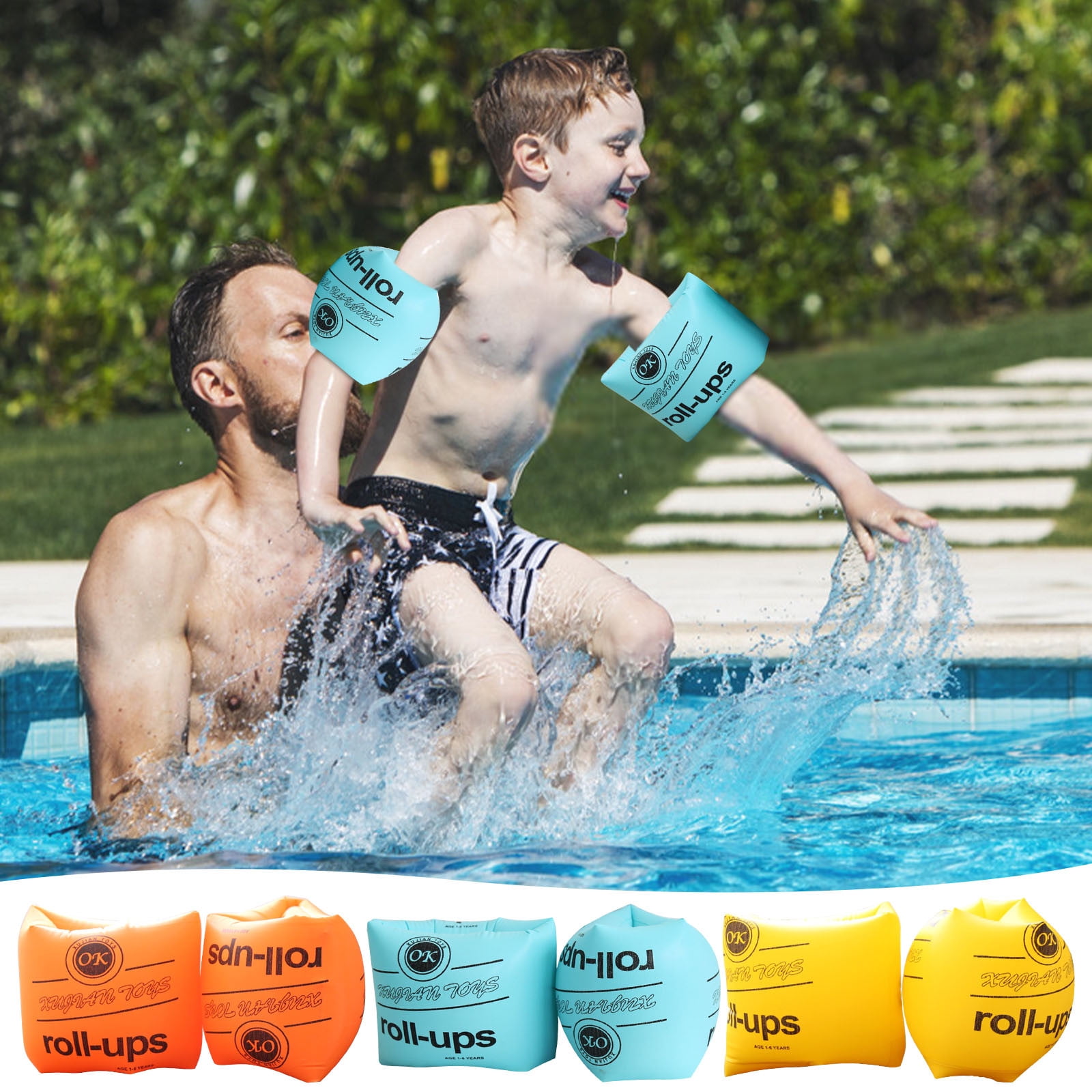 Inflatable Arm Floaties,Swim Arm Floats,Swim Arm Bands, Pool Arm Floaties for Kids Teens Adult ...