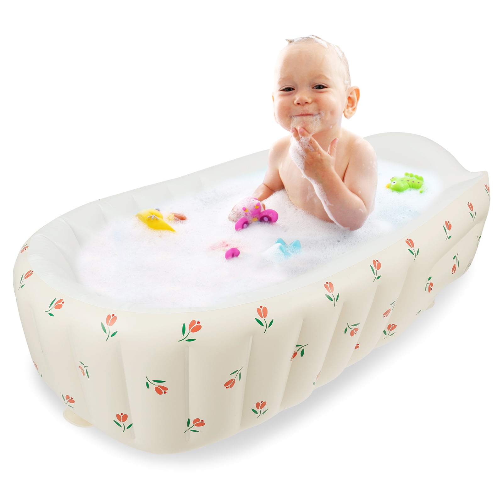 Inflatable Baby Bathtub with Built in Pump Foldable Toddler Bath Tub ...
