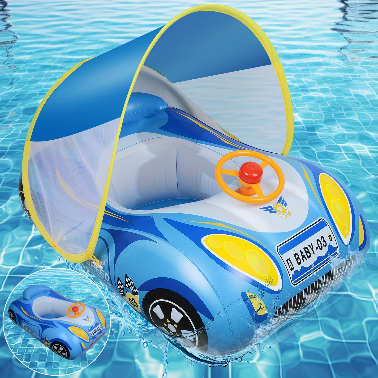 Inflatable Baby Pool Floating Ring With Detachable Sunshade And ...