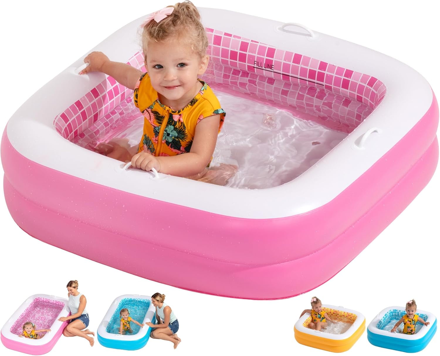 Inflatable Baby Pool for Toddlers Ages 1-3 with Handles, Soft Floor and ...