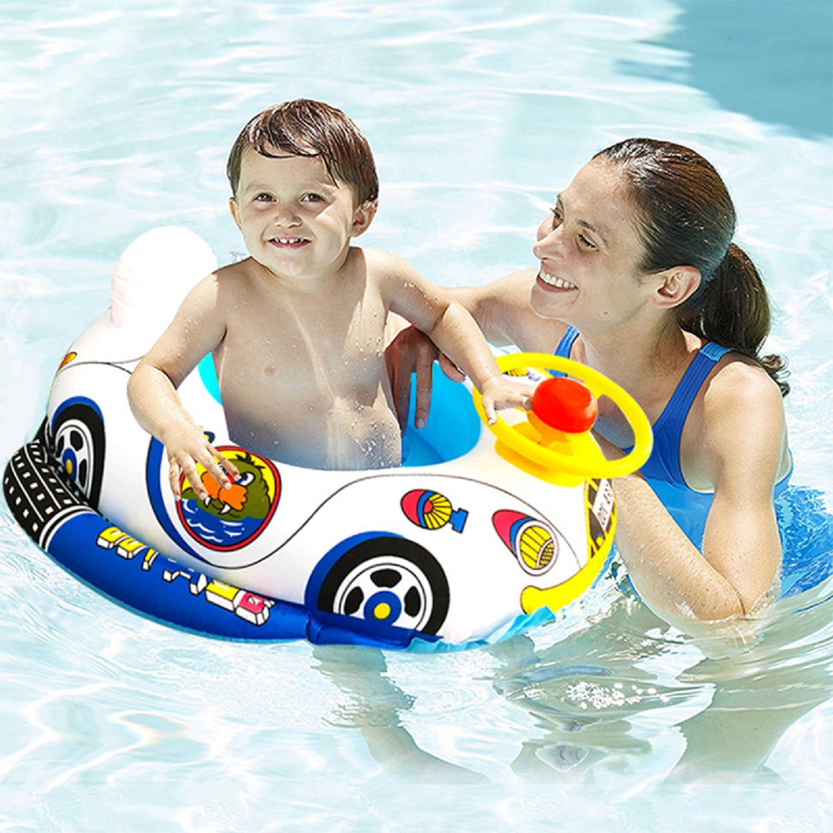Inflatable Baby Swimming Pool Floats, Car Shaped Swim Seat Ring ...