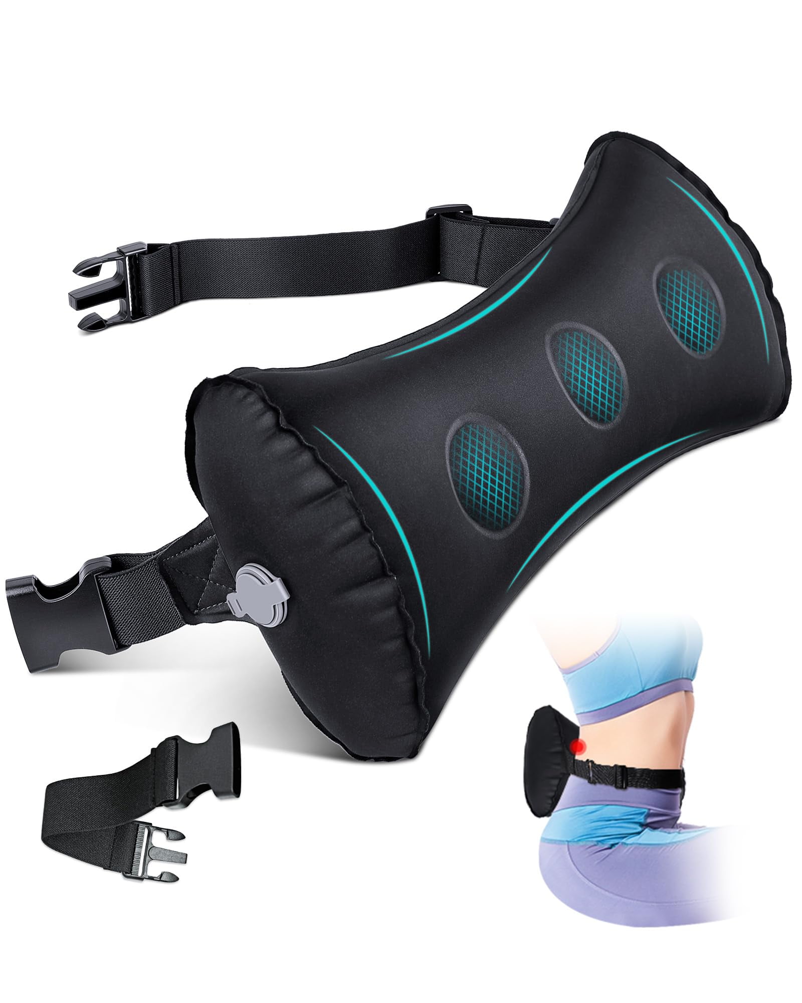 Inflatable Backrest Pillow for Airplane Travel, Car, Office Chair ...