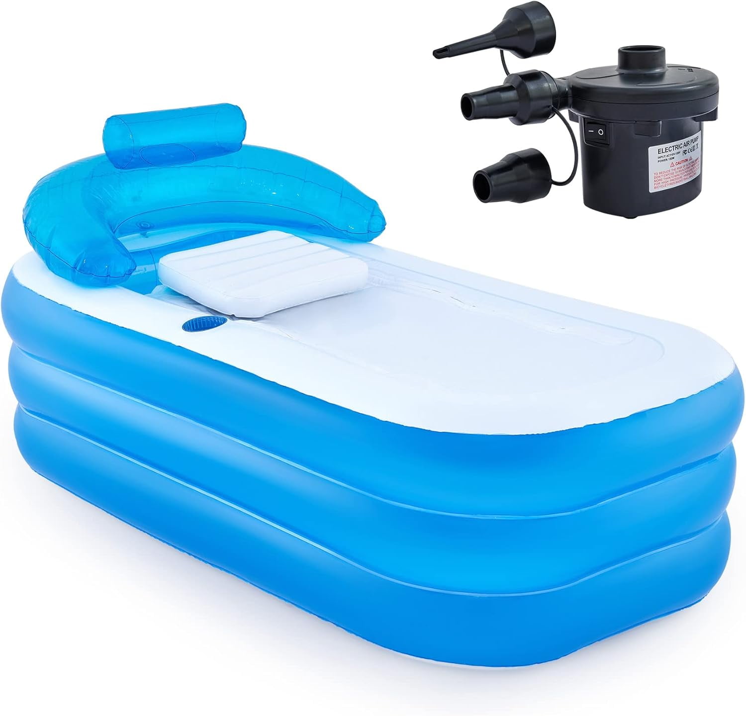 Inflatable Bathtub with Electric Air Pump and Bath Pillow Headrest ...