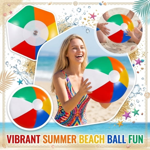 Inflatable Beach Ball for Kids – 6-Panel Colorful Pool Toy for Swimming ...