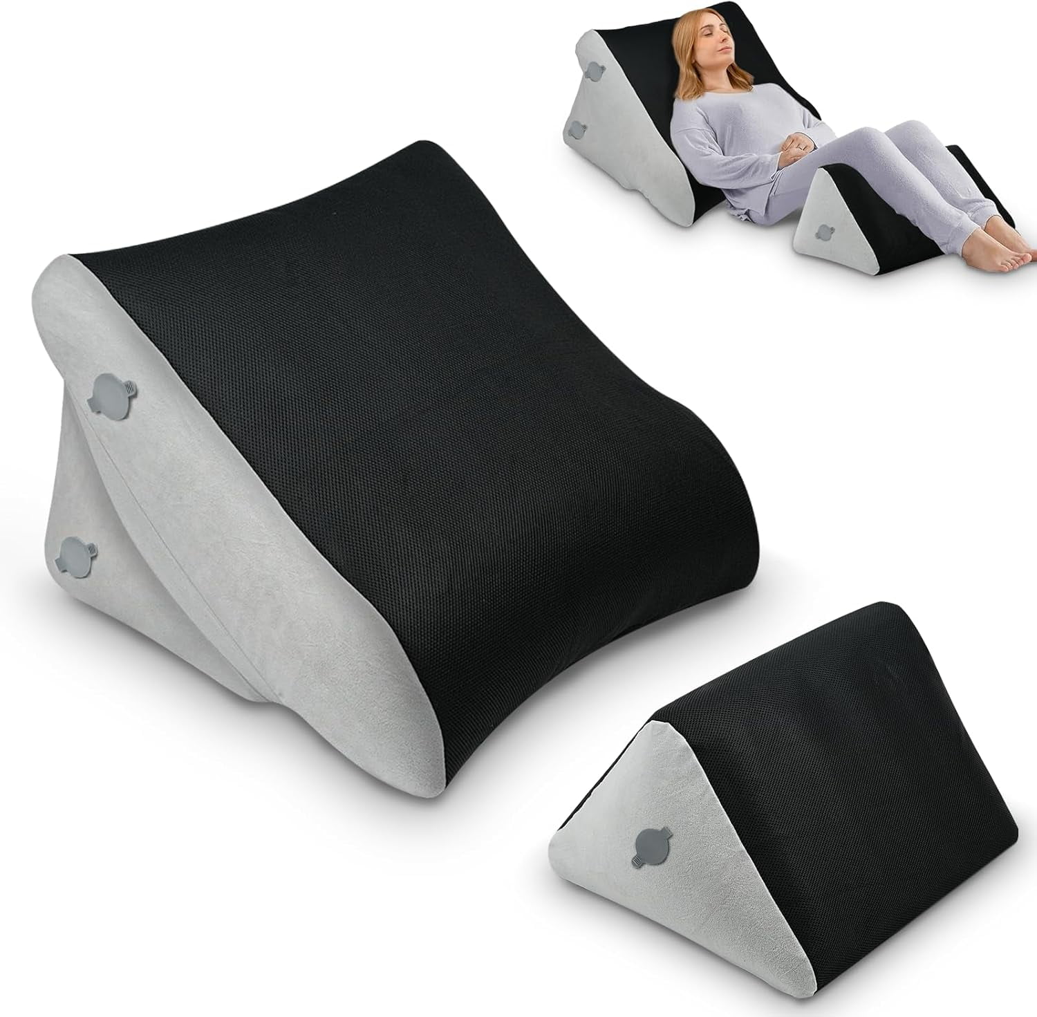 Inflatable Bed Wedge Pillow Set for Sleeping, Adjustable Sitting ...