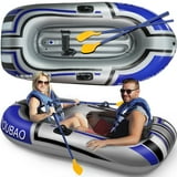 2-Person Inflatable Boat with Air Paddles, 74-inch Fishing Raft with ...