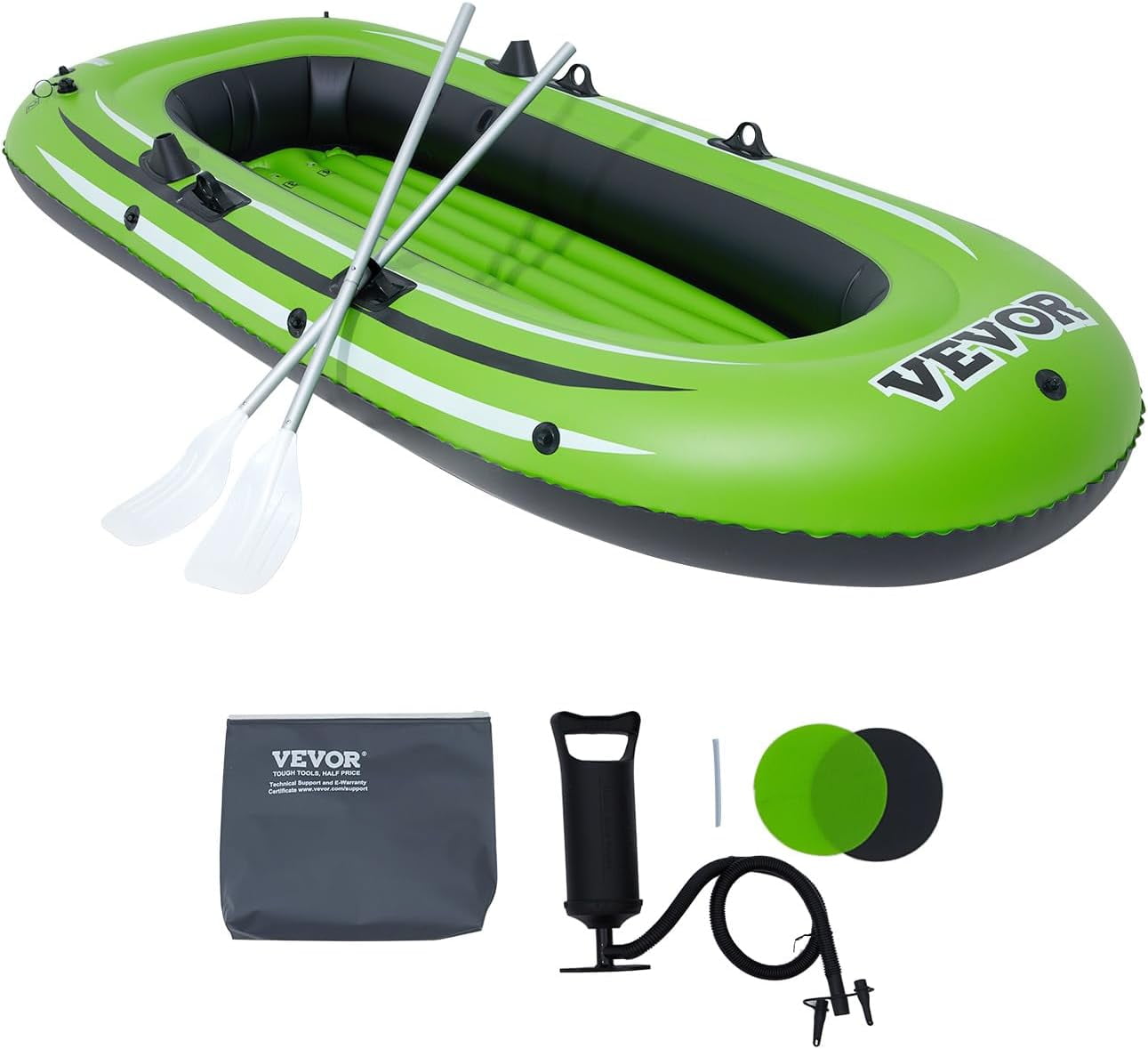 Inflatable Boat, 3-Person Inflatable Fishing Boat, Strong PVC Portable ...
