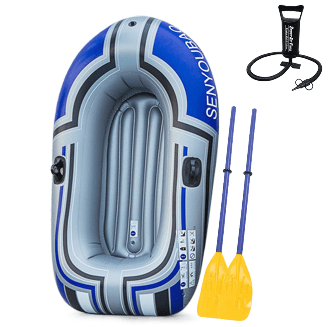 Inflatable Boat Canoe Kayak Set w/Air Pump and Oars for Fishing Sailing ...