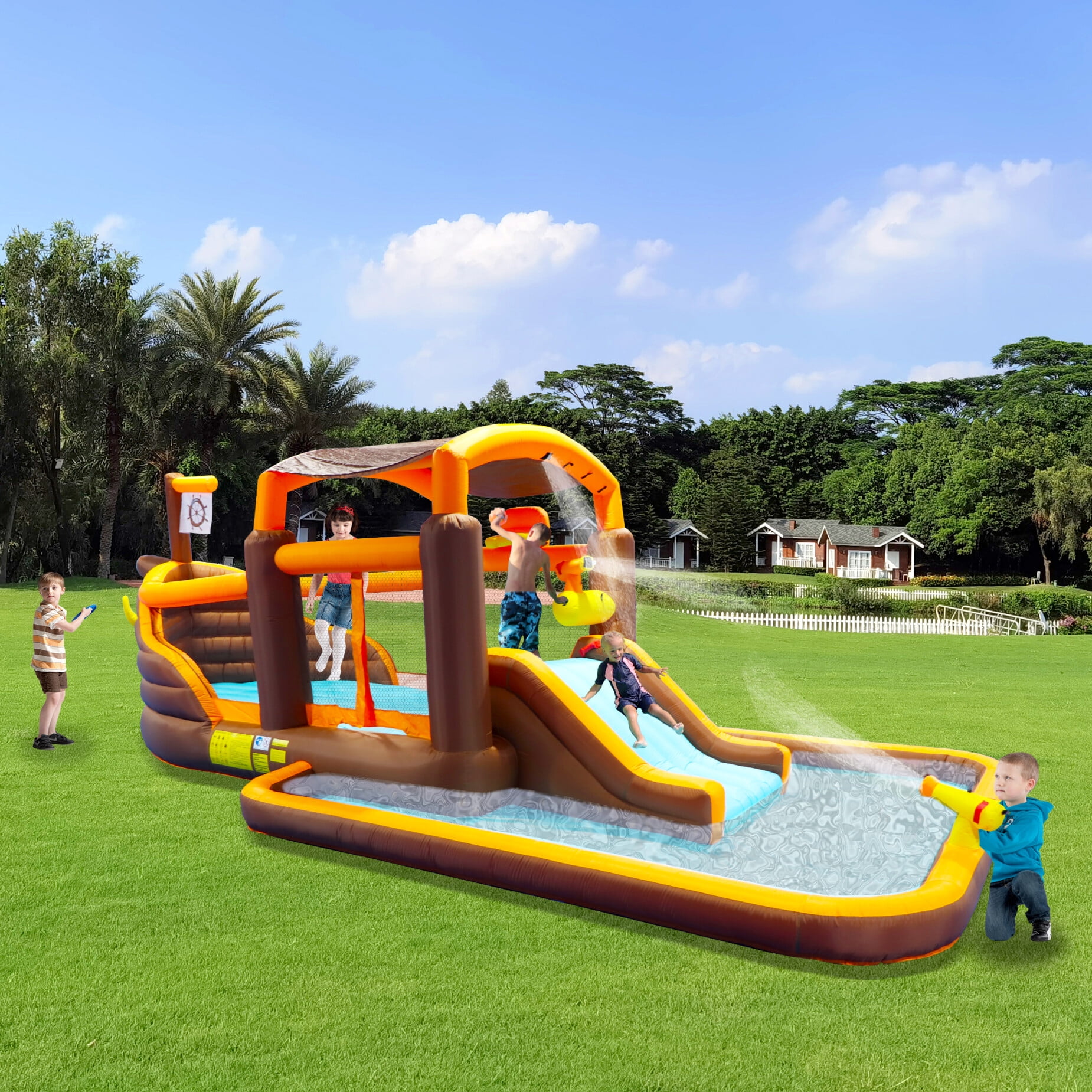 Inflatable Bounce Cruise Ship Slide Water Park with Big Play Pool ...