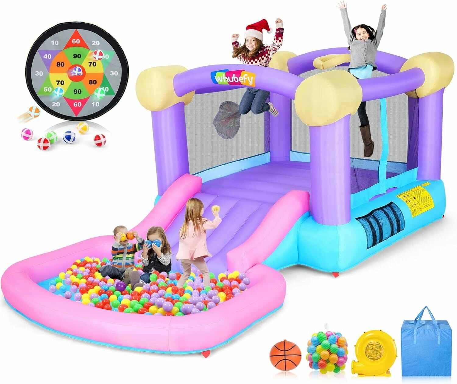 Inflatable Bounce House Jumping Bouncy Castle w/Wide Smooth Slide ...