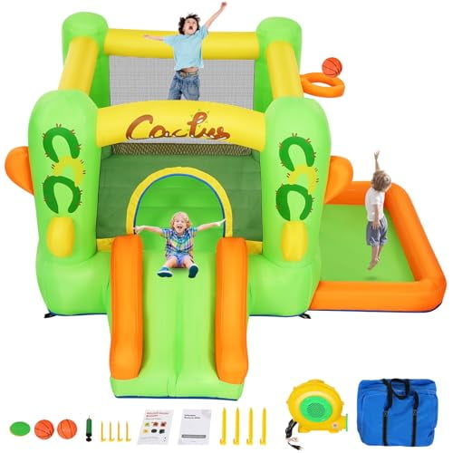 Inflatable Bounce House for Kids 3-10, Indoor Outdoor Blow up Bouncy ...