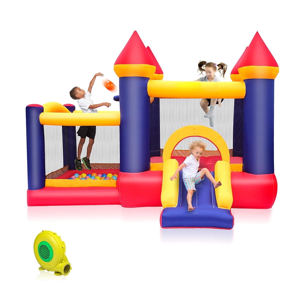 Inflatable Bounce House for Kids with Ball Pit, Inflatable Bouncing Castle Play Center with Air ...