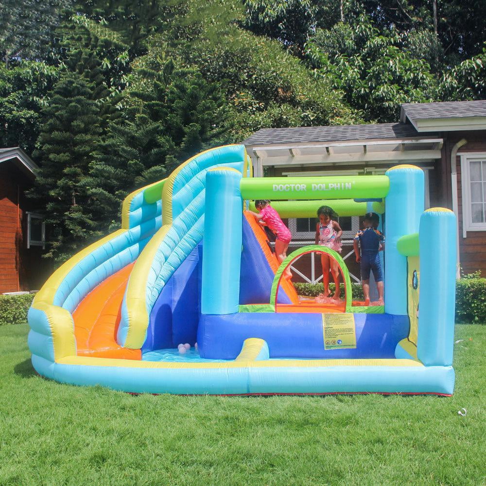 Inflatable Bounce House, Water Slide Park Slide Bouncer with Ball ...