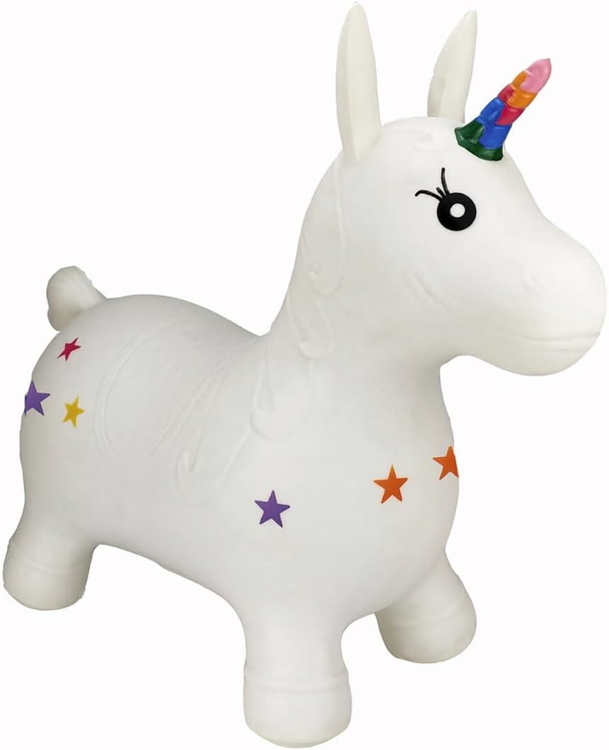 Inflatable Bouncy Animal Ride-On Toy, Pump included, White Bull, 2.5 ...