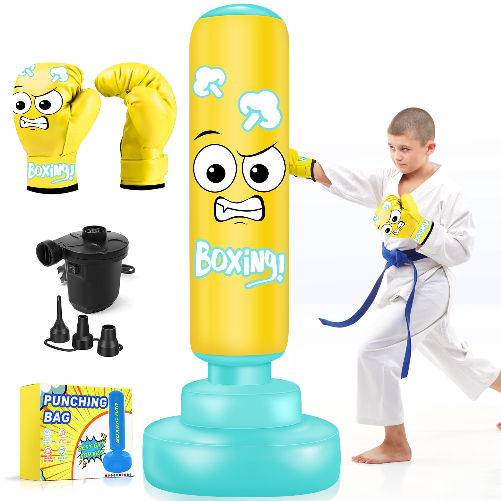 Inflatable Boxing/Punching Bag for Kids for Boys and Girls Teens Karate ...